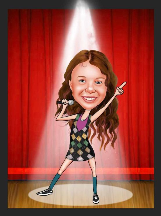 Caricature:singer caricature, girl caricature,. girl caricature,