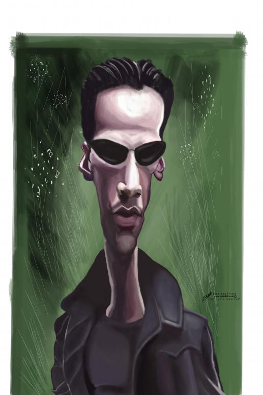Caricature:Keanu Reeves Caricature Matrix