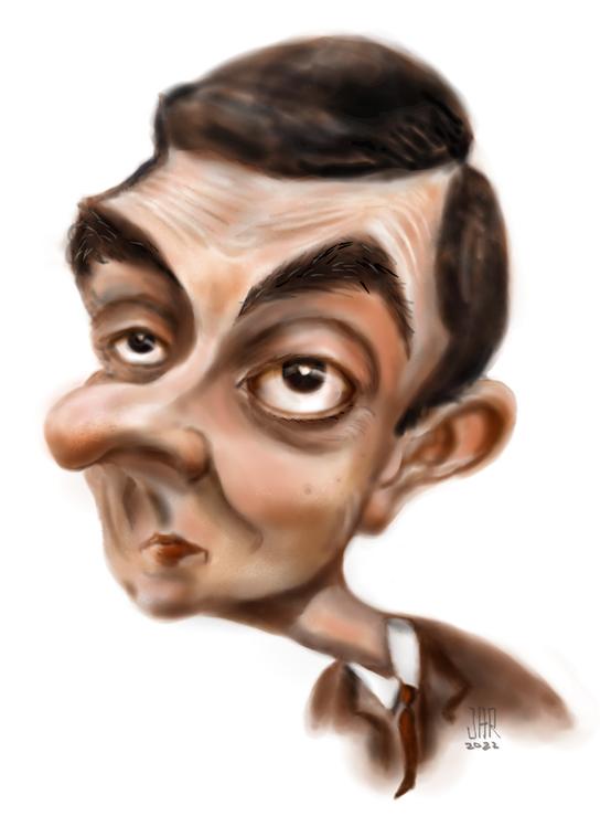 Caricature:Rowan Atkinson, Mr Bean. Caricature by: Jorge A. Rodriguez JAR.