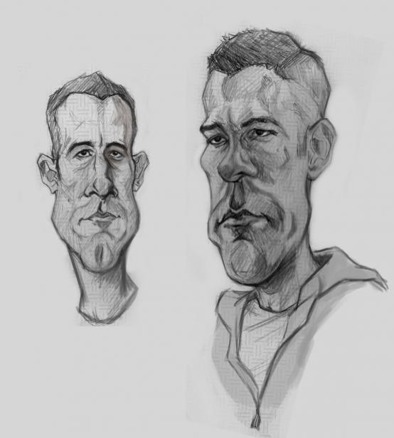 Caricature:sketch. of Ben Affleck from the movie 'The Town'.